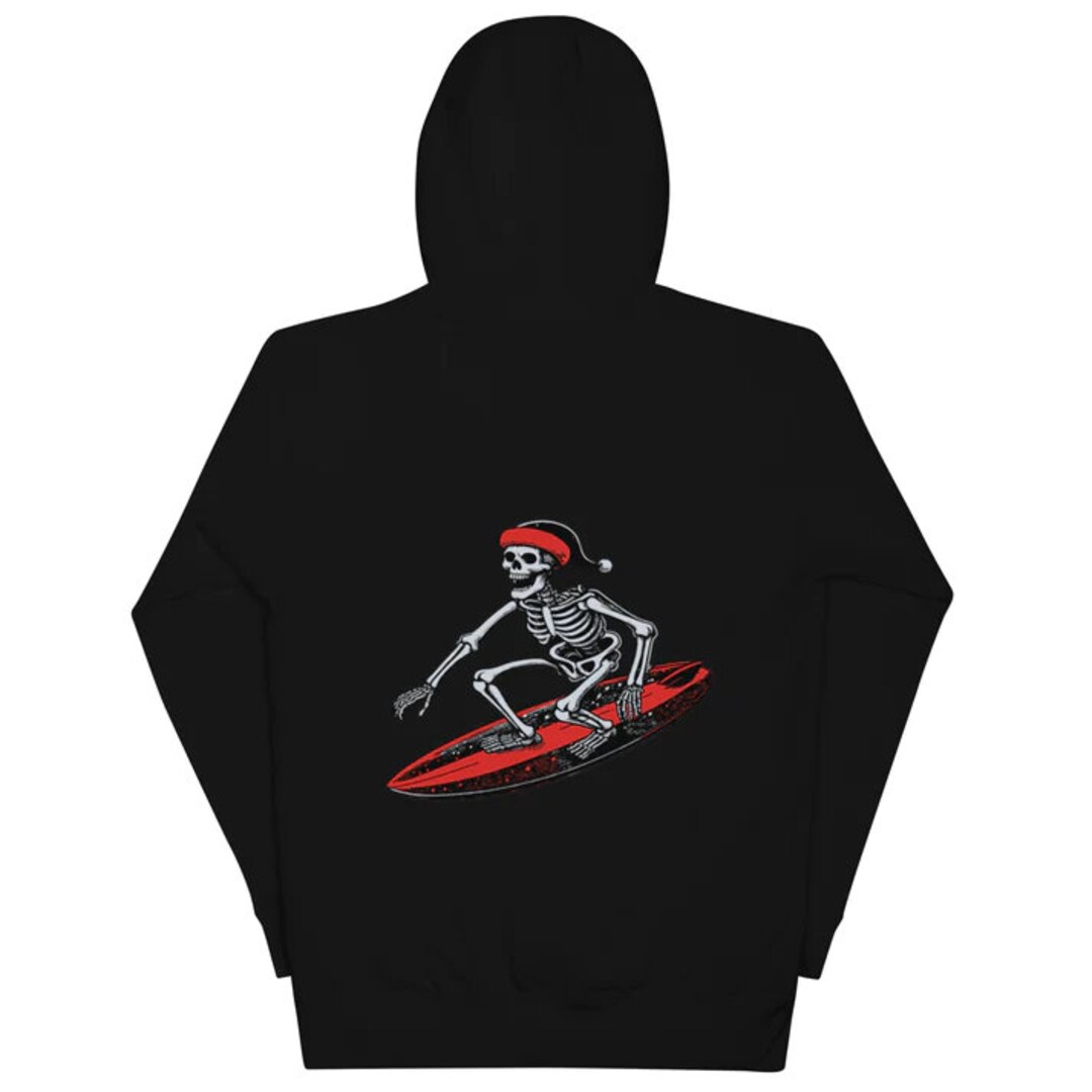 Gnarly Surfer Skeleton Winter Themed Hoodie - Etsy