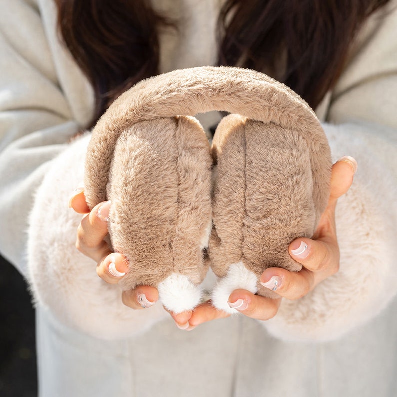 Women Winter Cute Heart Cat Paw Earmuffs Adjustable Winter Warm ...