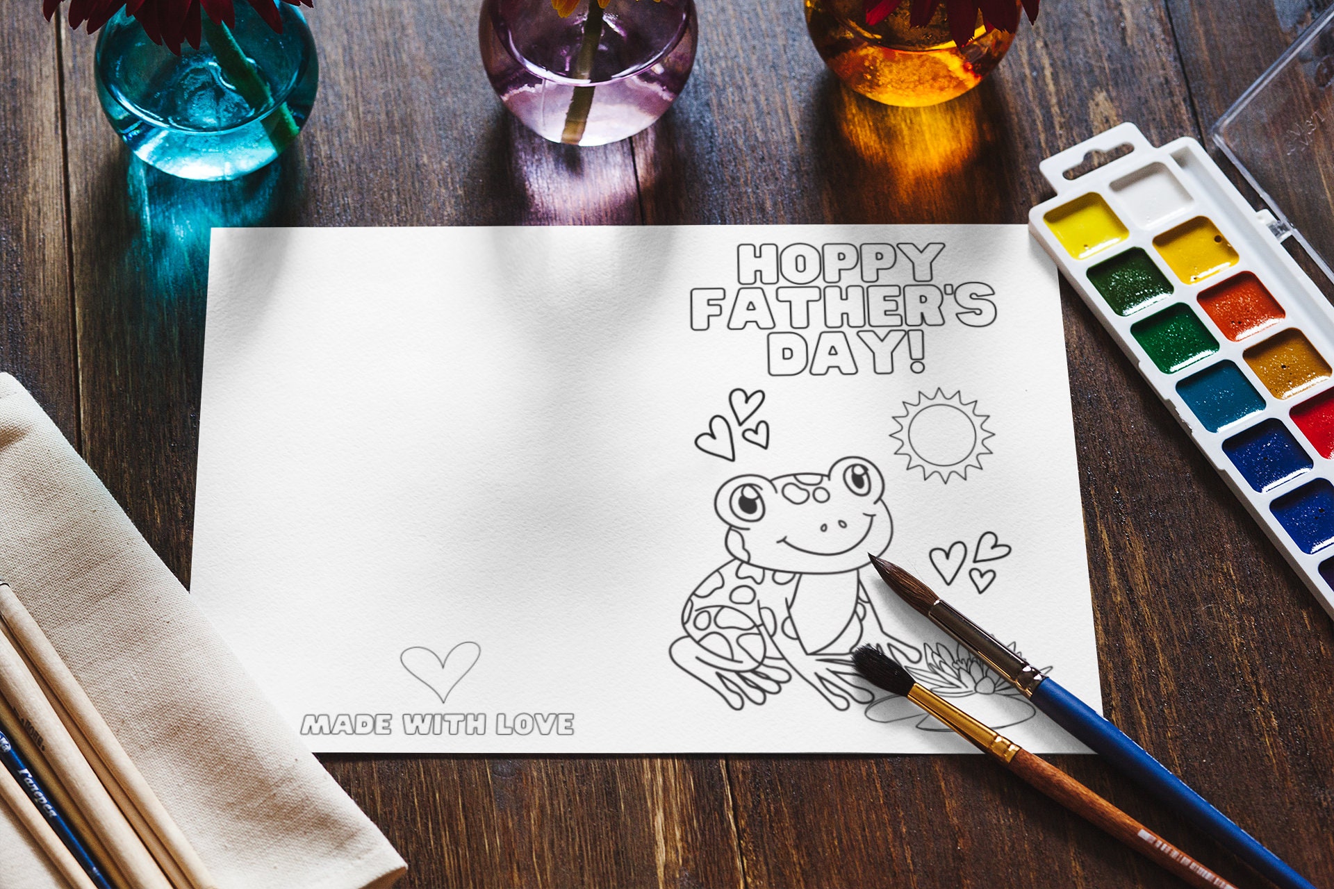 Printable Father's Day Coloring Card for Kids Card for Dad Digital ...