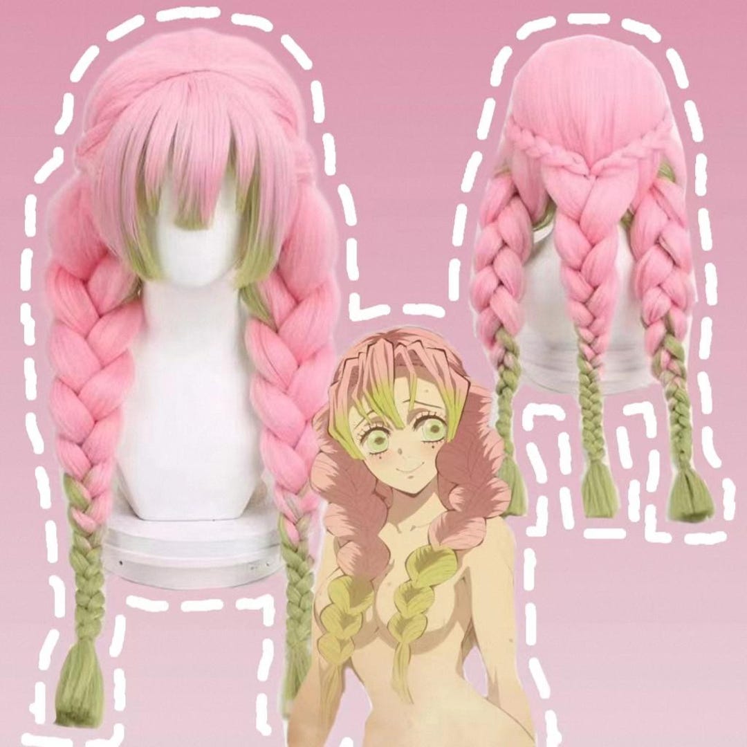 Anime Character Kanroji Mitsuri Cosplay Wig Pink and Green Cosplay Wig ...