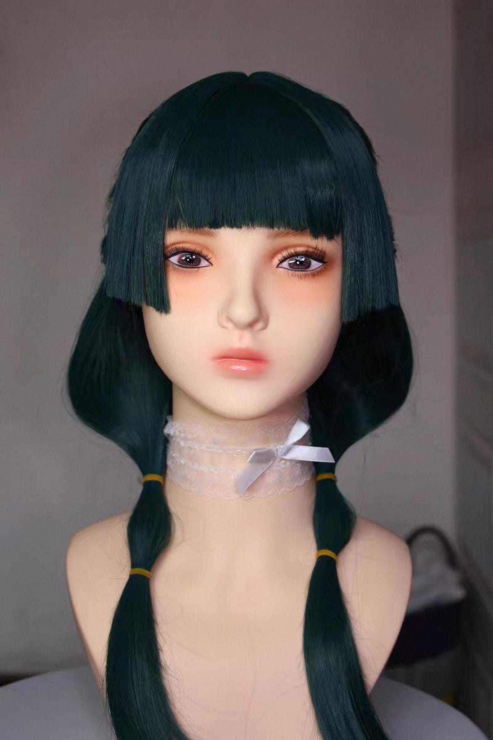 Anime Character (ジンシ) Long Straight Wig Green Twin Tail Cosplay Wig ...