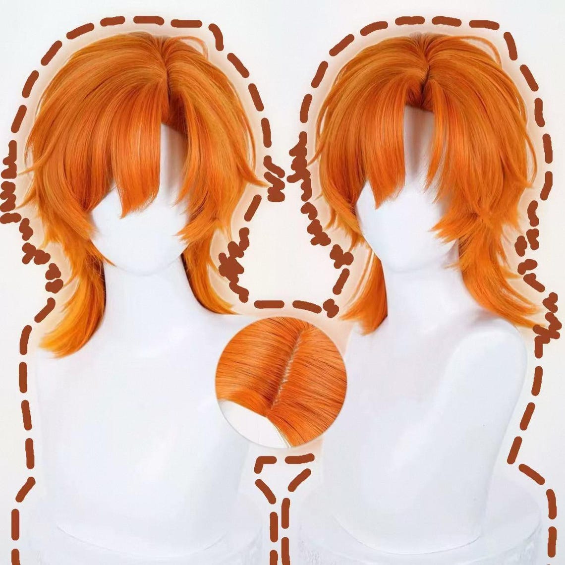 Unisex Orange Wolf Cut Wig, Synthetic Layered Anime Cosplay Wig - Etsy