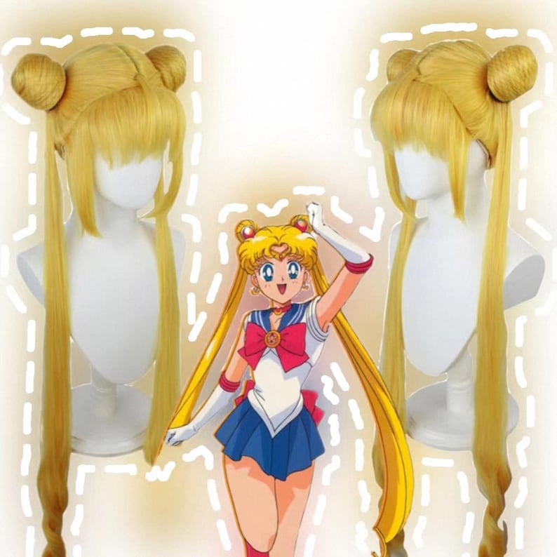 Sailor Moon Cosplay Wig – Yellow Double Ponytail, Long Curly Hair - Etsy