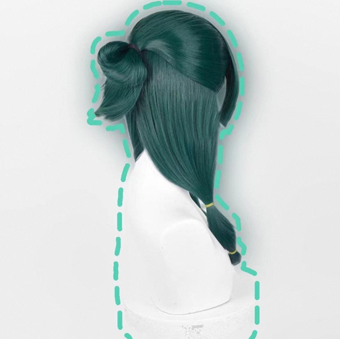 Anime Character (ジンシ) Long Straight Wig Green Twin Tail Cosplay Wig ...