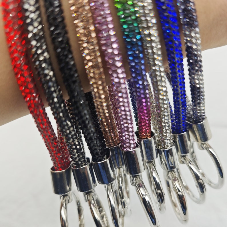 Silver Black Rhinestone Keychain, Wristlet Unique Gift Mom Bridesmaids ...