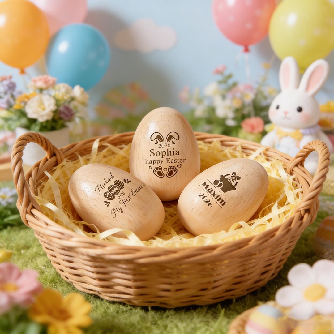 Personalized Wooden Musical Easter Egg Shaker, Custom Engraved Kids ...