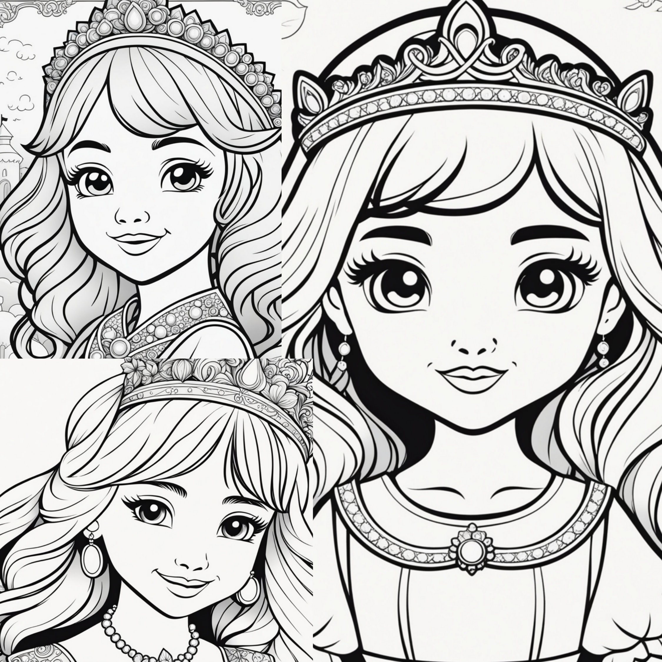 Princesses Coloring Book 20 PAGES FOR KİDS - Etsy