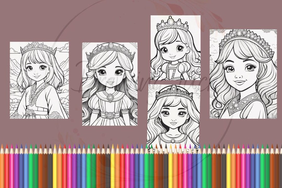 5 Princesses Coloring Pages for Kids Princesses Coloring Princess ...