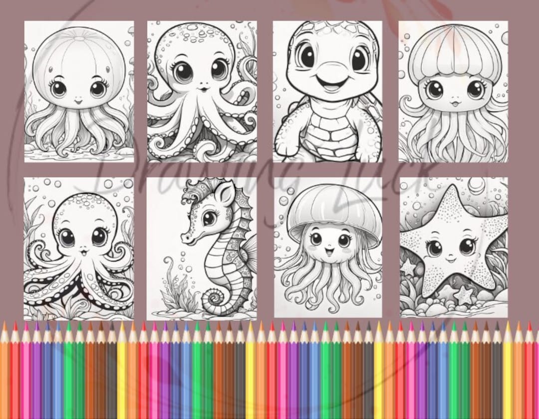 8 Marine Life Coloring Pages for Kids Ocean Life Coloring Pages Sea ...