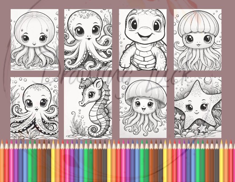 8 Marine Life Coloring Pages for Kids Ocean Life Coloring Pages Sea ...
