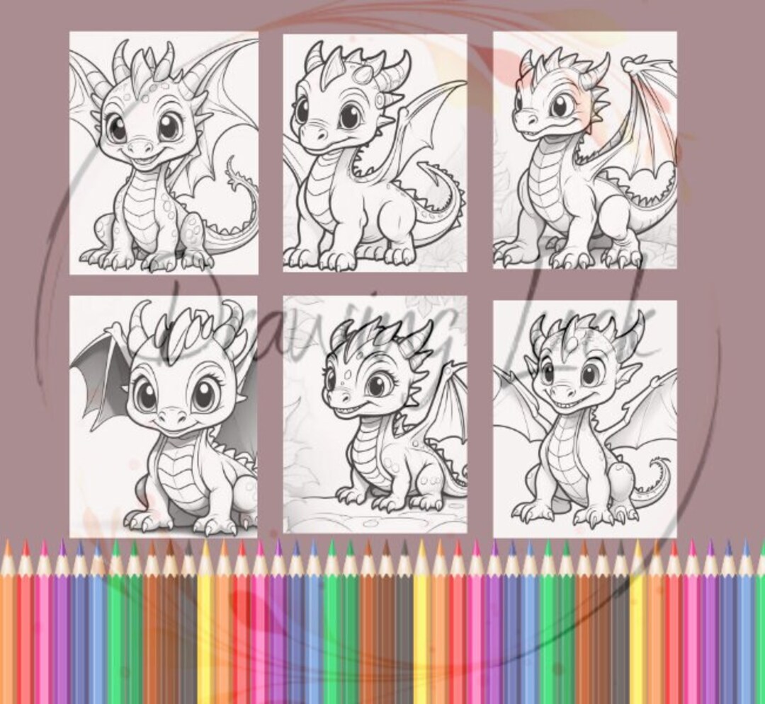 6 Baby Dragons Coloring Pages for Kids Dragon Activities Pages Dragon ...