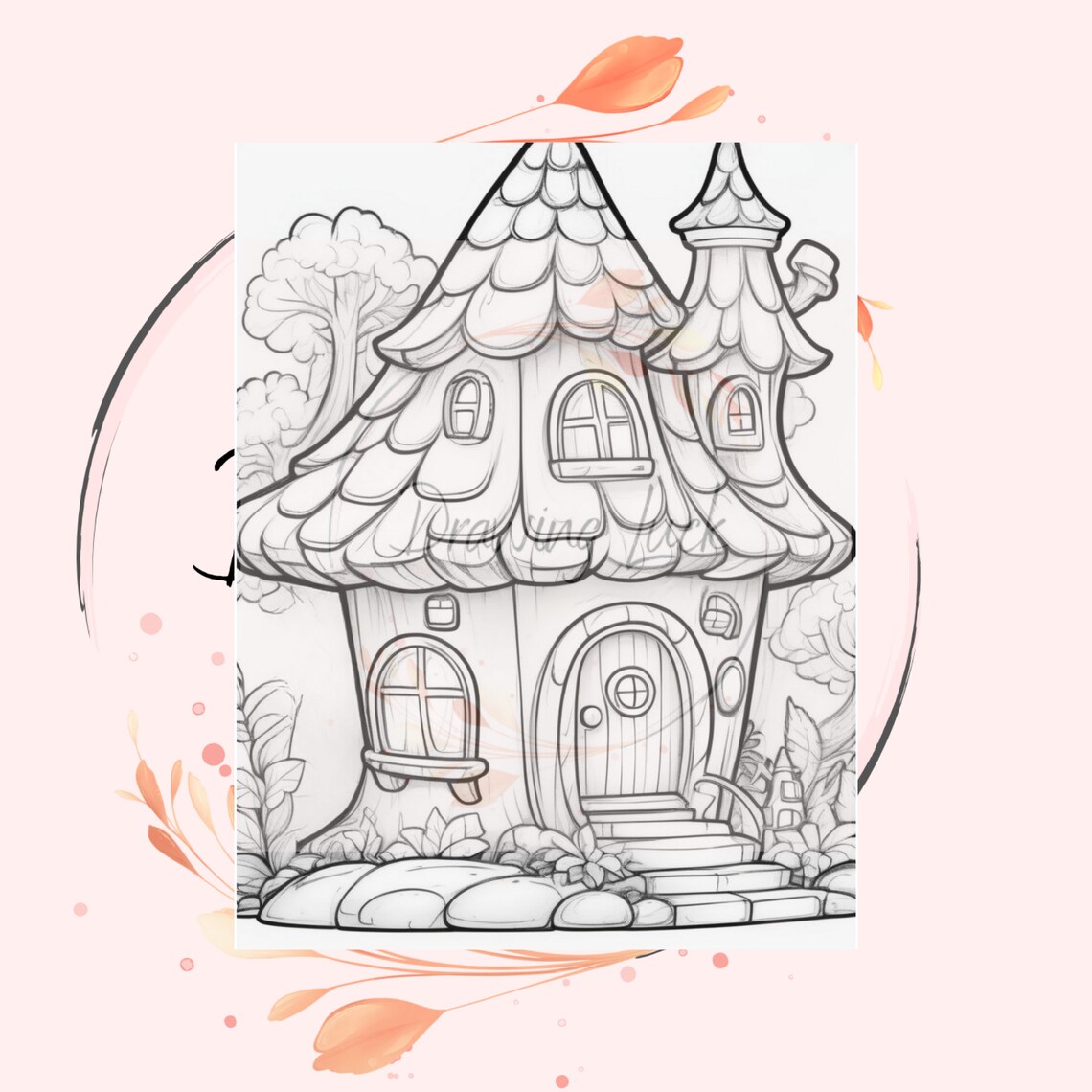 5 Fantasy Fairy Houses Coloring Pages for Kids and Adults Fantasy ...