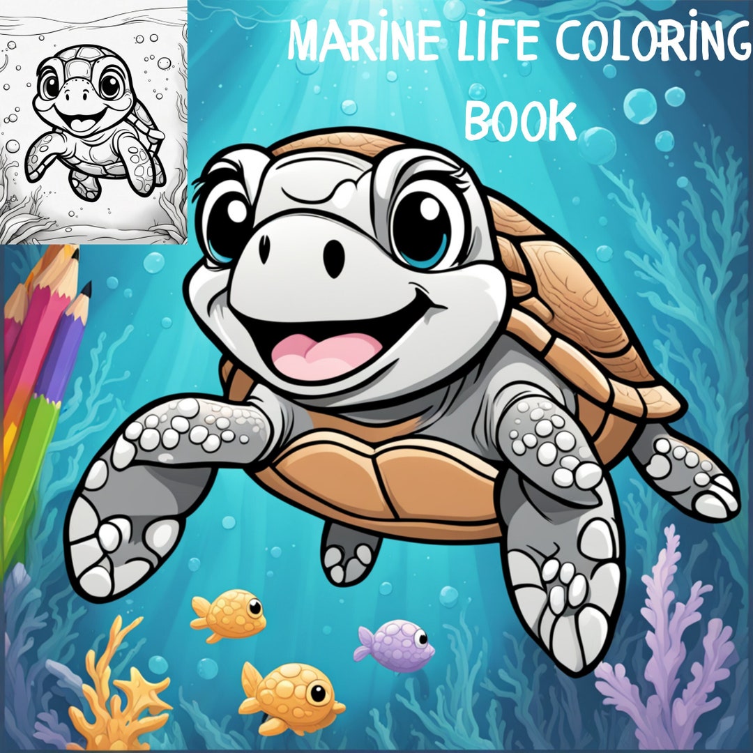 Marine Life Coloring Book 25 Pages - Etsy