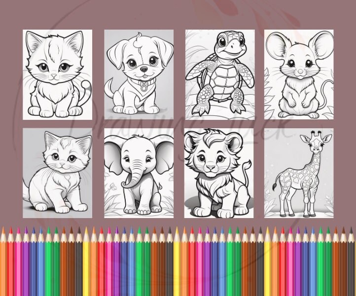 8 Cute Animals Coloring Pages Baby Animals Coloring Pages Cute Animal ...