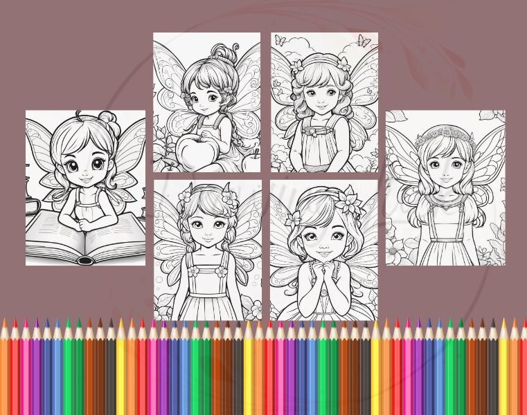 6 Fairy Kids Coloring Pages, Fairy Coloring Pages, Fantasy Fairy Pages ...