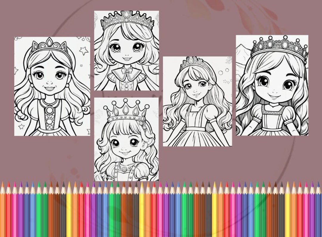5 Princesses Coloring Pages for Kids Princesses Coloring Princess ...