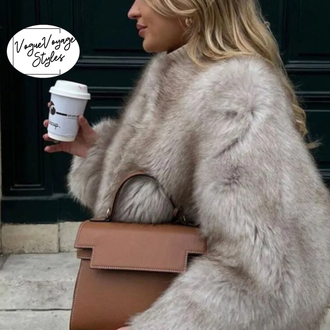 Women's Fluffy Faux Fur Coat Long Sleeve Cropped Jacket Oversize Clothing - Etsy