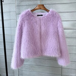 Women's Fluffy Faux Fur Coat Long Sleeve Cropped Jacket Oversize Clothing - Etsy