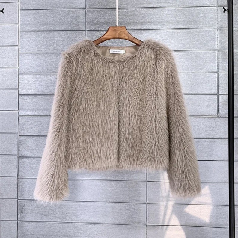 Women's Fluffy Faux Fur Coat Long Sleeve Cropped Jacket Oversize Clothing - Etsy