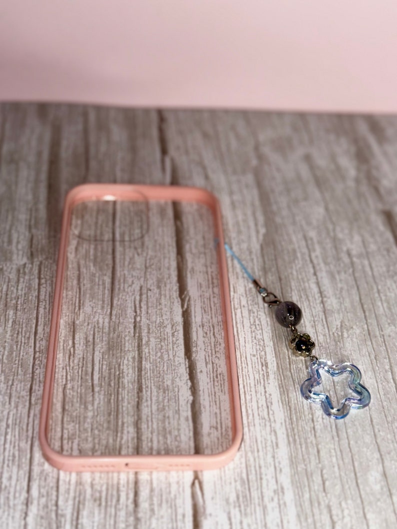 Cats Eye Flower Phone Charm, Handmade Beaded Accessory, Gift for Her ...