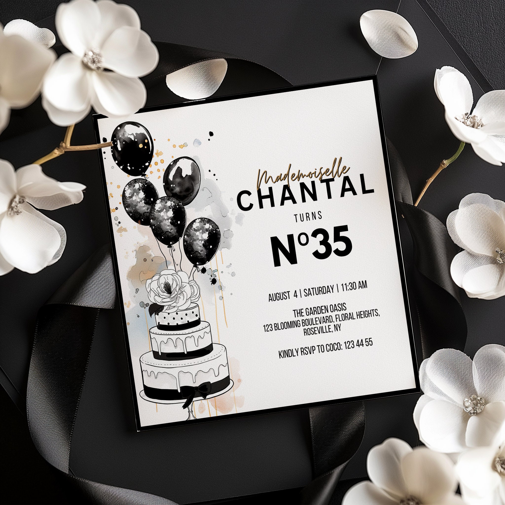 Designer Invitation Template Design, Luxury High End Perfume No 5 ...