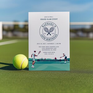 Tennis Themed Birthday Invitation Template, Men's Cup Tournament Invite ...