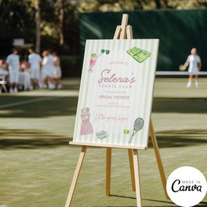 Tennis Themed Welcome Sign Template, Country Club Bridal Shower Party ...