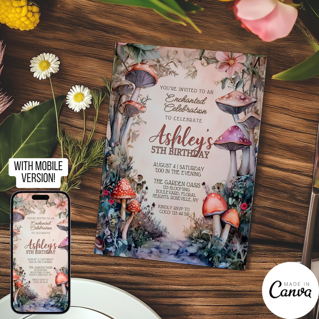 Enchanted Forest Birthday Invitation Template, Whimsical Fairytale ...