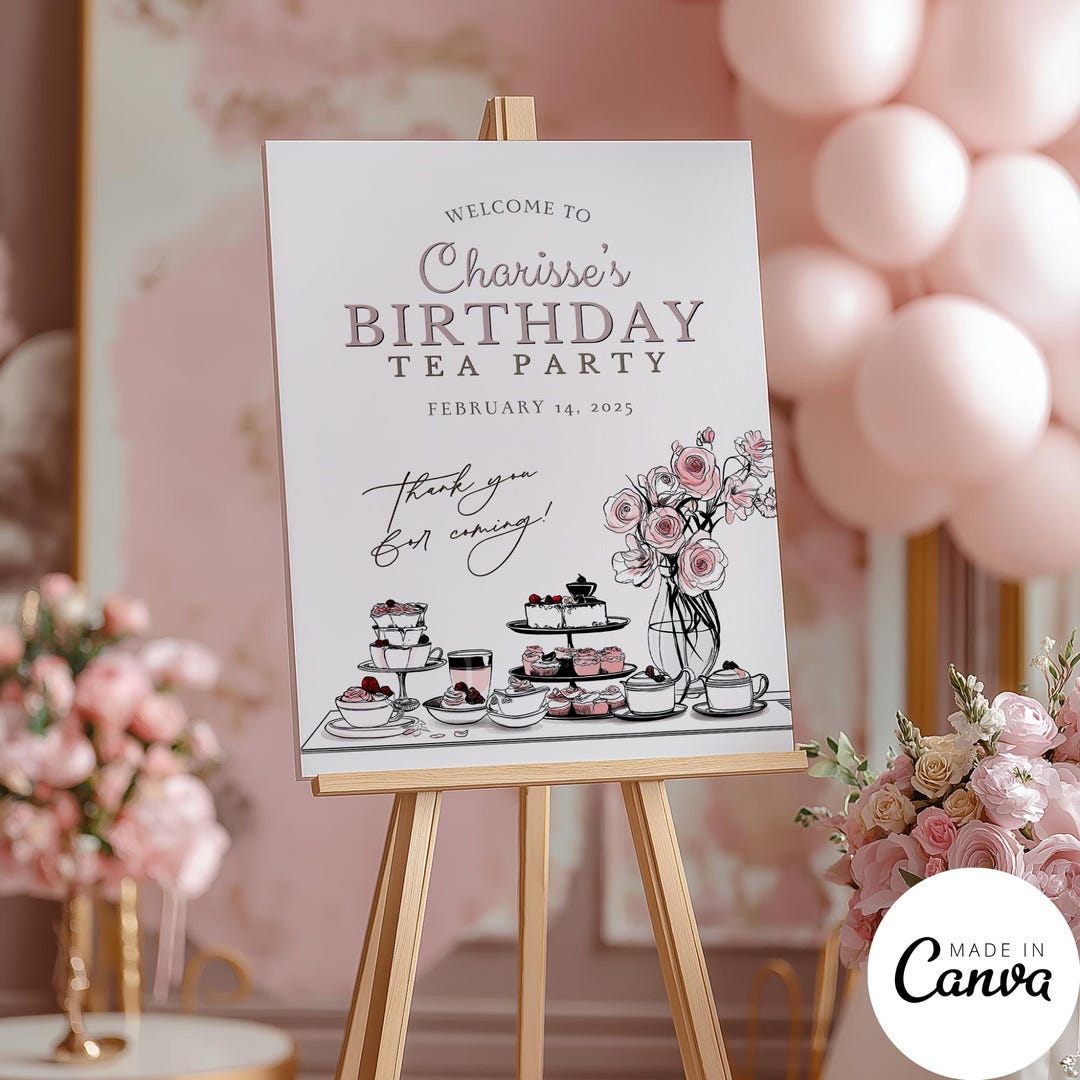 High Tea Birthday Welcome Sign Template, Breakfast at Tiffany's ...