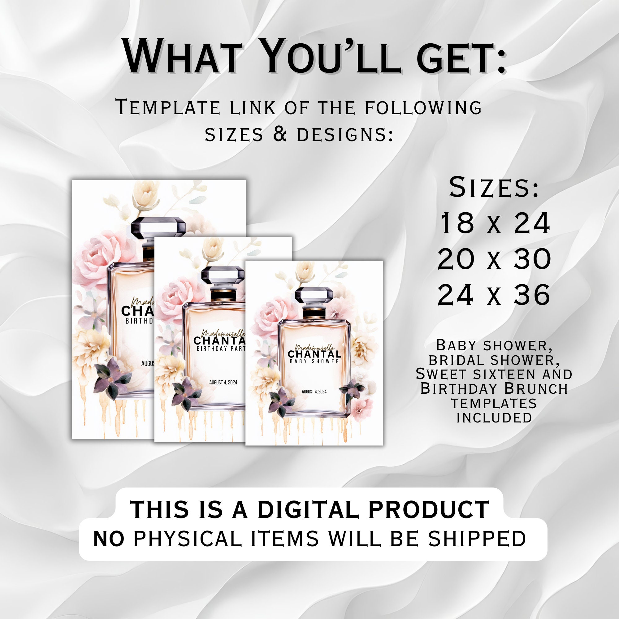 Designer Welcome Sign Template, Luxury Brand Perfume No 5 Birthday ...