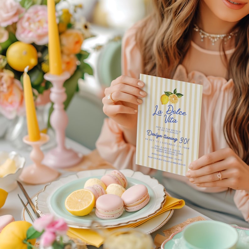 Lemon Citrus Birthday Invitation Template, La Dolce Vita 40th Party ...