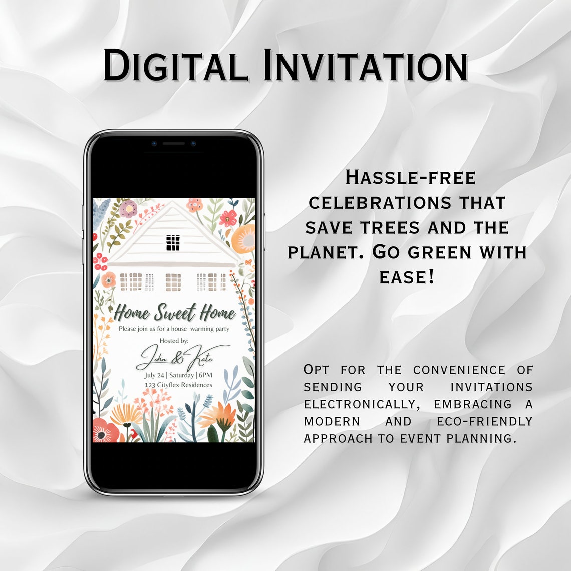 Floral Housewarming Party Invitation Template, Digital Save the Dates ...