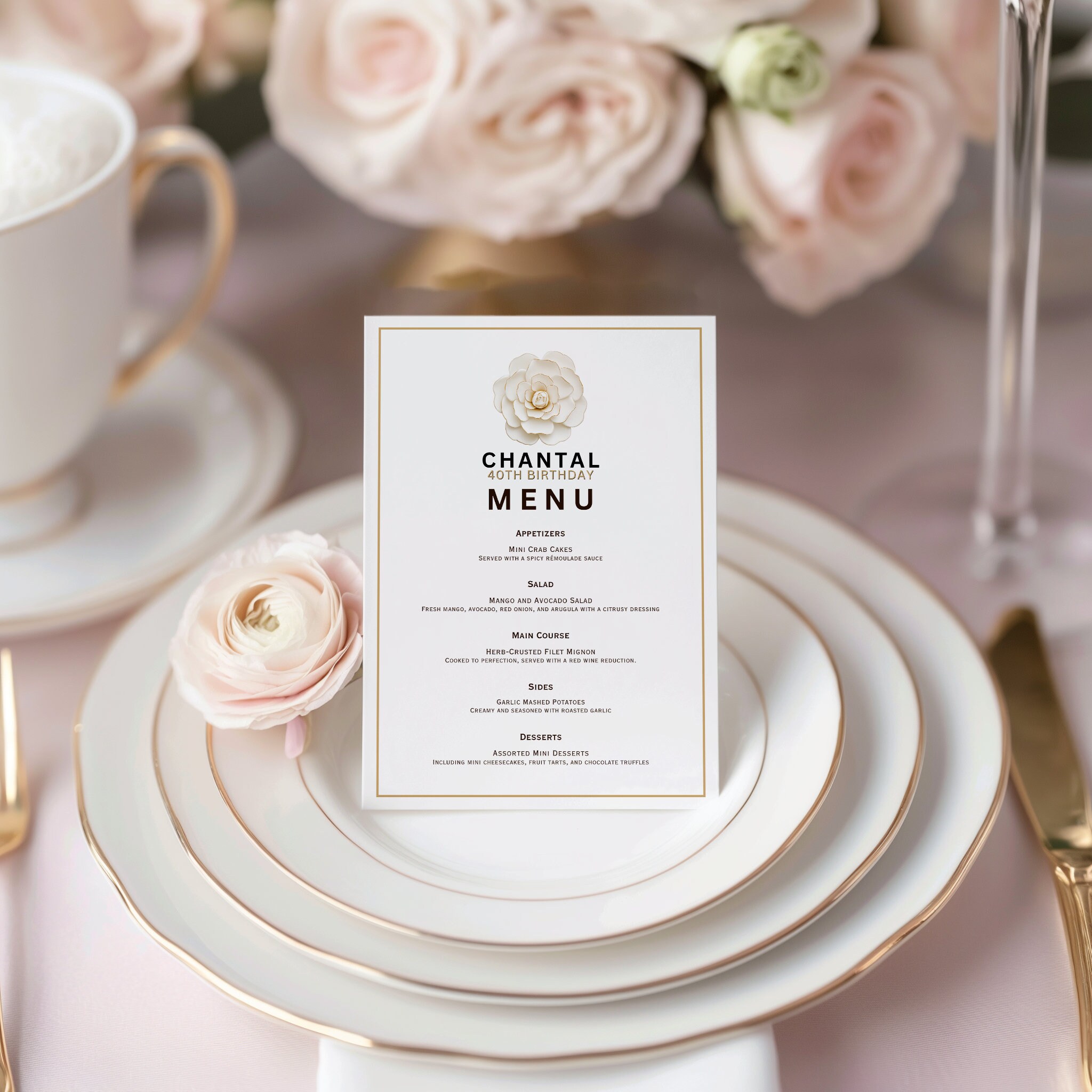 Birthday Brunch Menu Card Template, Sweet 16 Bday Menu Letter, 40th ...