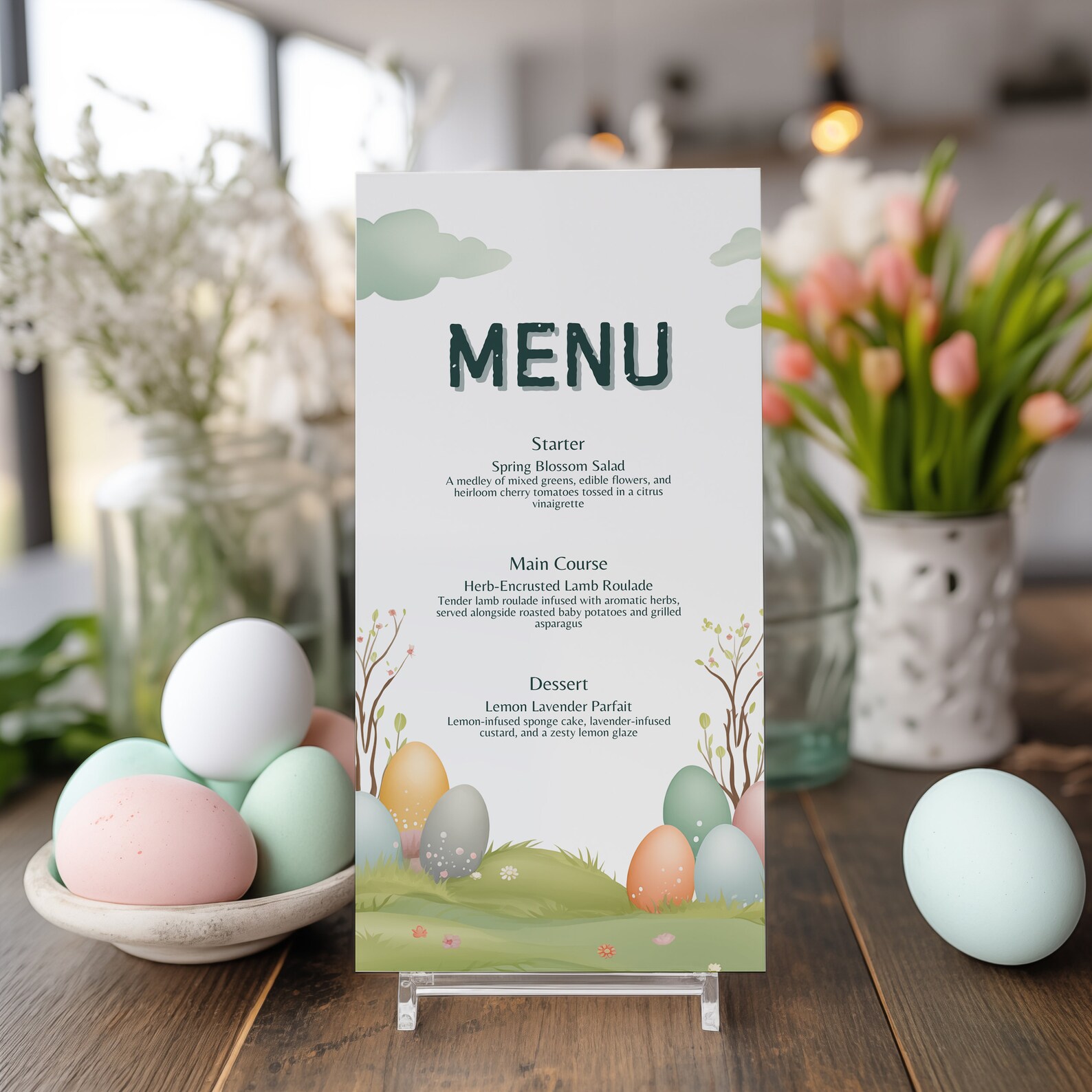 Easter Brunch Menu Card Template, Easter Egg Hunt Menu Letter, Lent ...