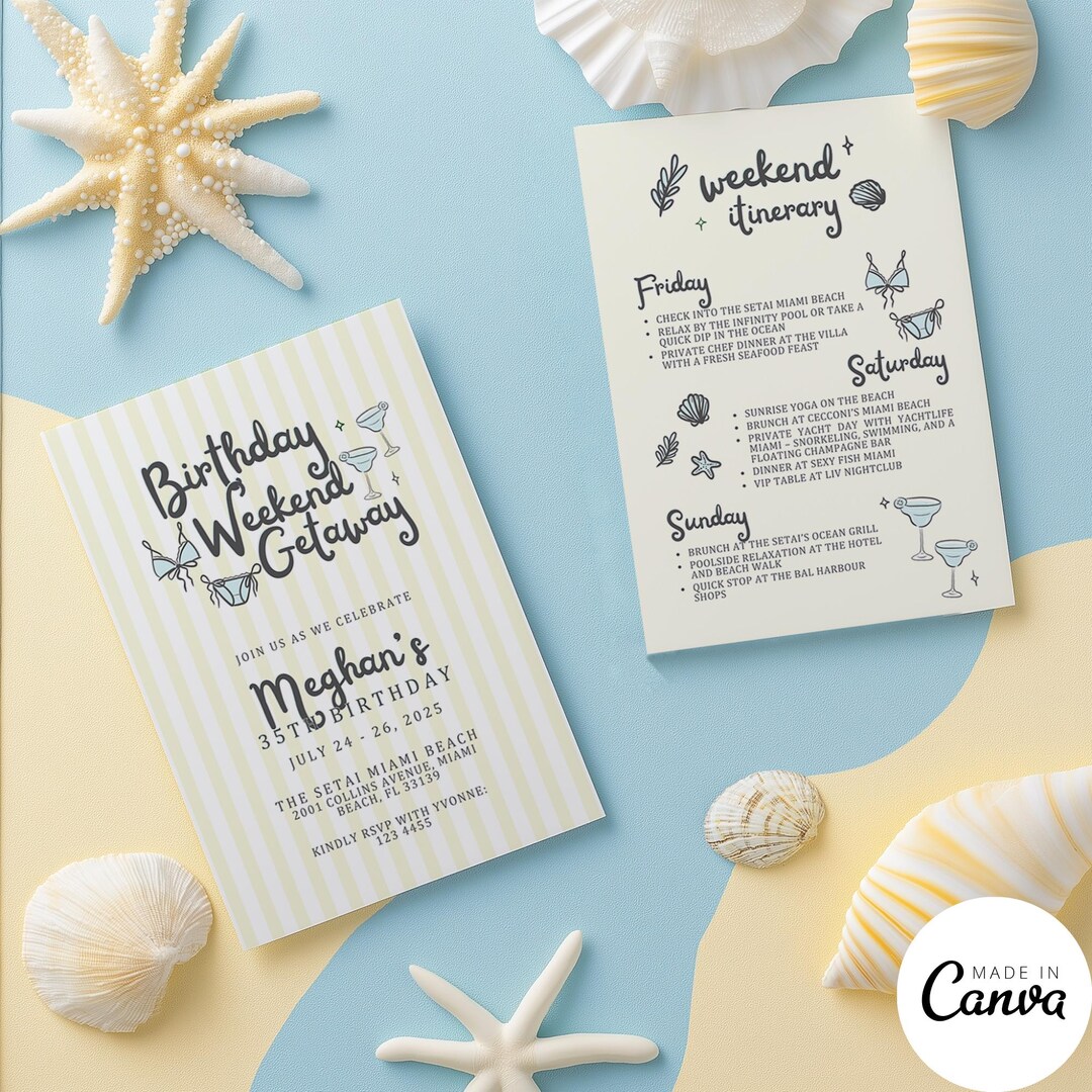 Birthday Weekend Getaway Invitation Template, Editable Girl's Trip ...