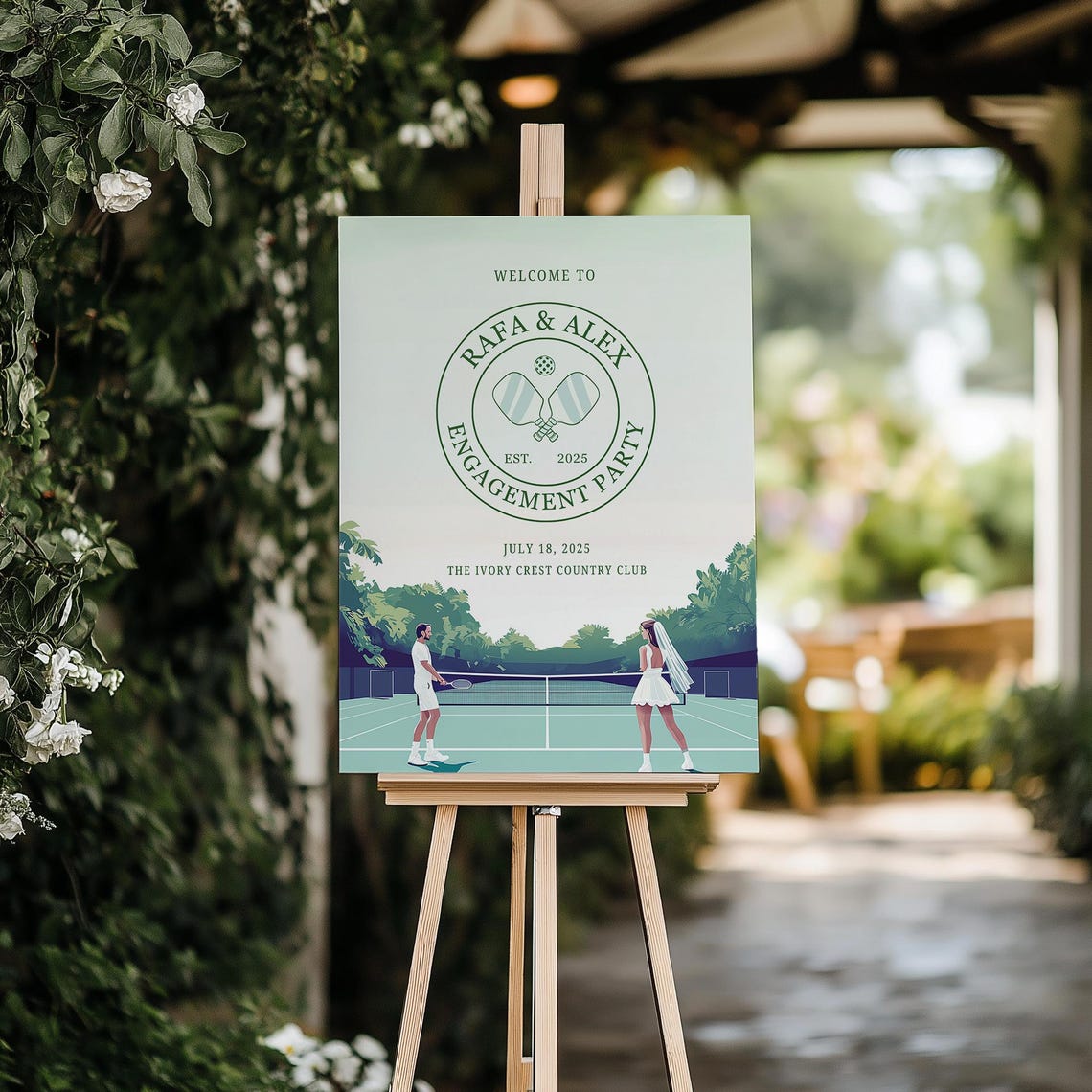 Pickleball Themed Engagement Party Welcome Sign, Racket Sports ...