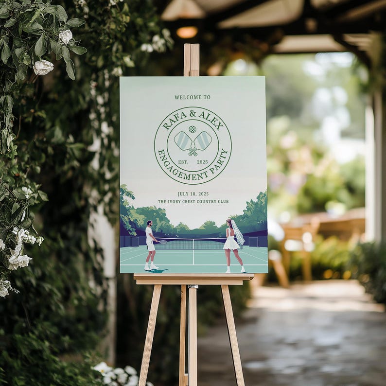 Pickleball Themed Engagement Party Welcome Sign, Racket Sports ...