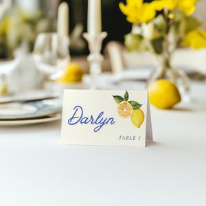 Citrus Lemon Name Card Template, La Dolce Vita Place Setting ...