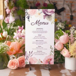 Baby in Bloom Baby Shower Menu Template, Spring Wedding Menu Card ...