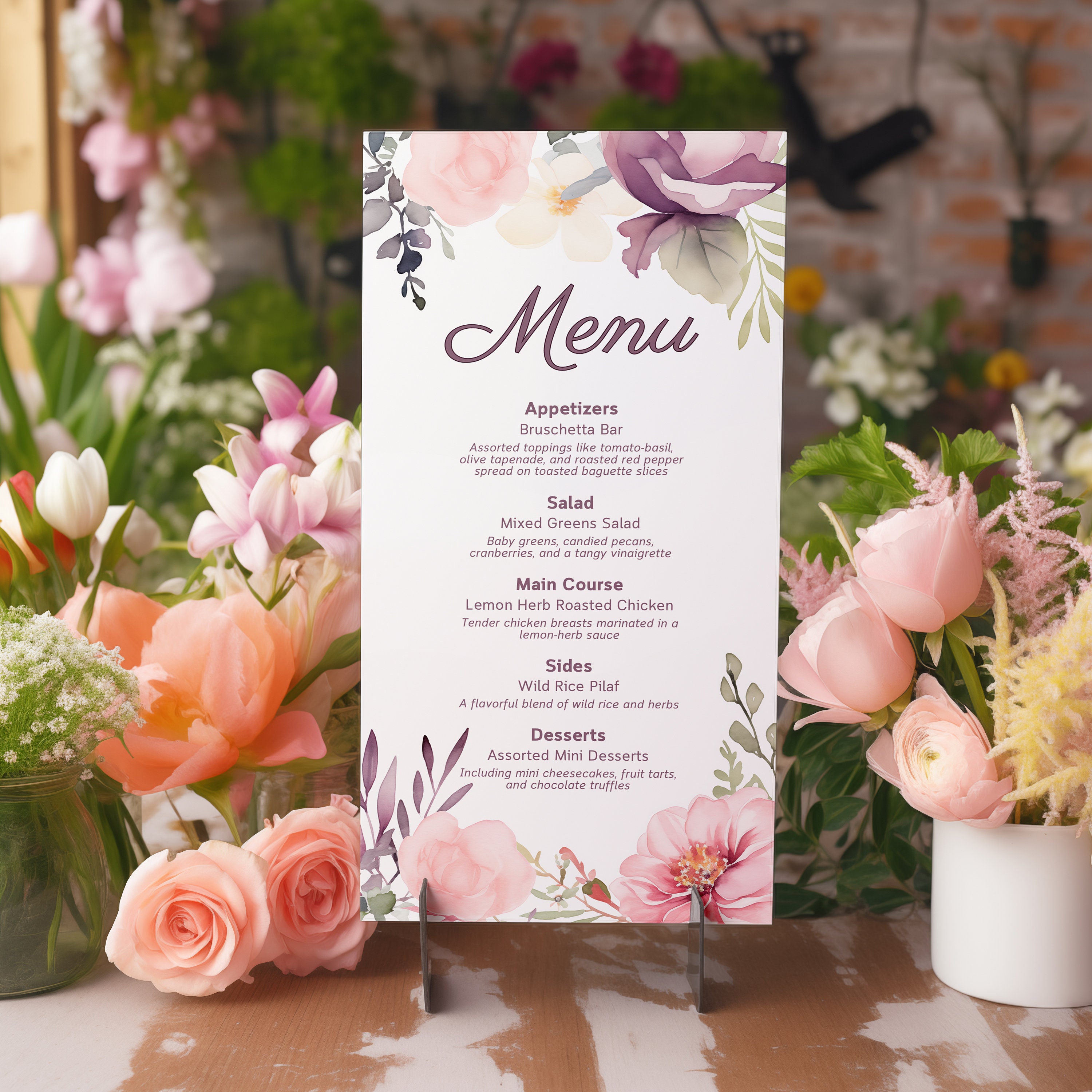 Baby in Bloom Baby Shower Menu Template, Spring Wedding Menu Card, Restaurant Menu Template ...