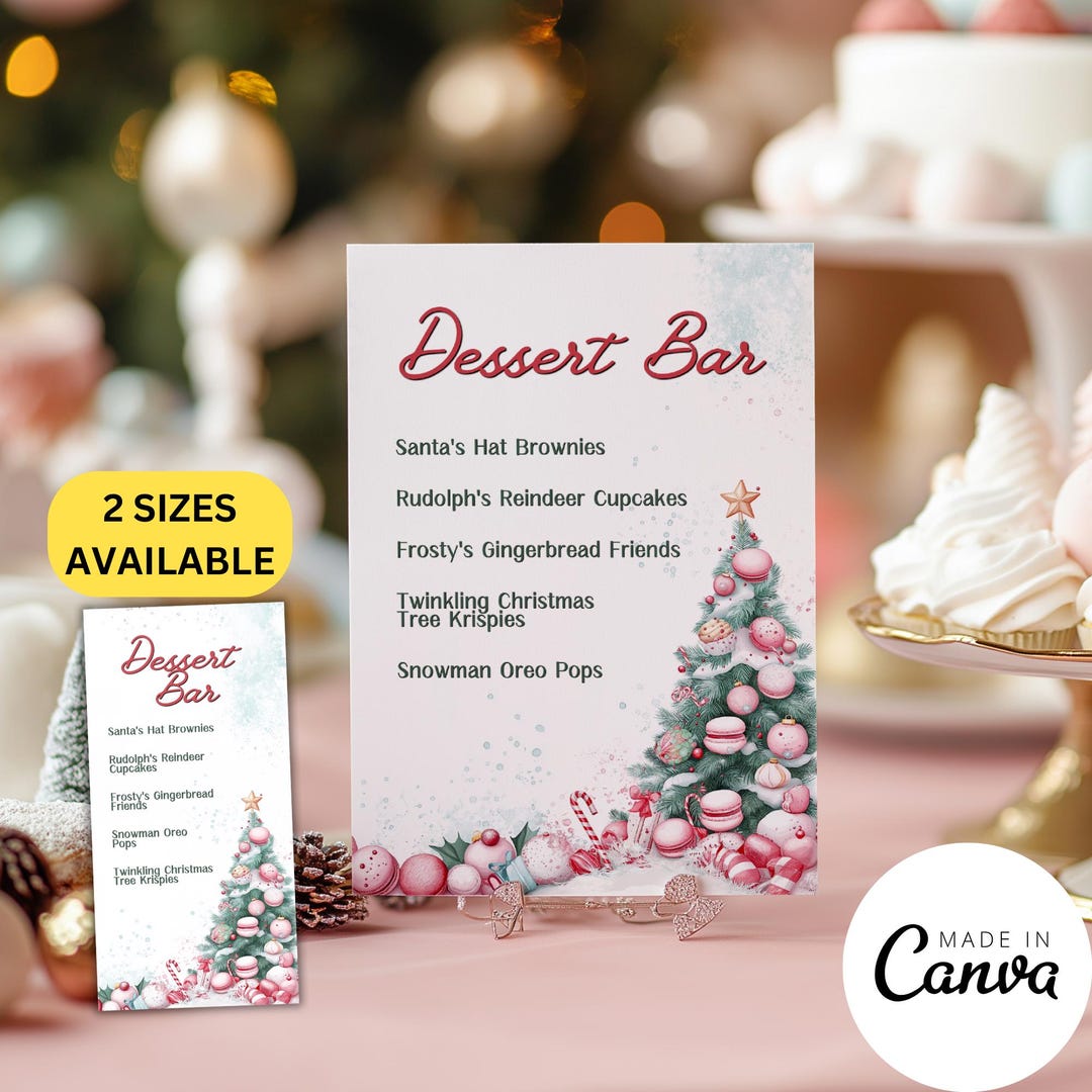 Christmas Dessert Menu Card Template, Candy Land Birthday Menu Letter ...