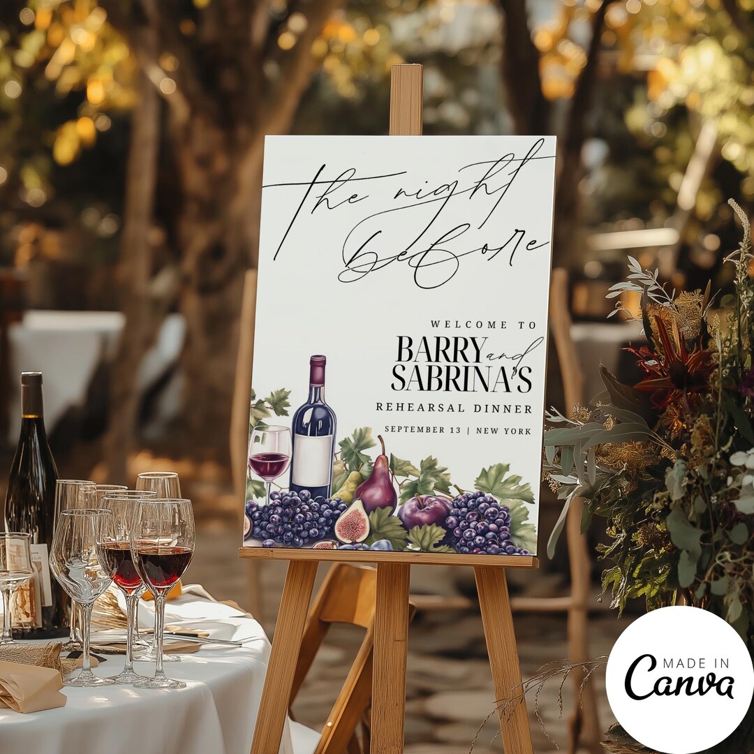Rehearsal Dinner Welcome Sign Template, Autumn Pre Wedding Reception ...