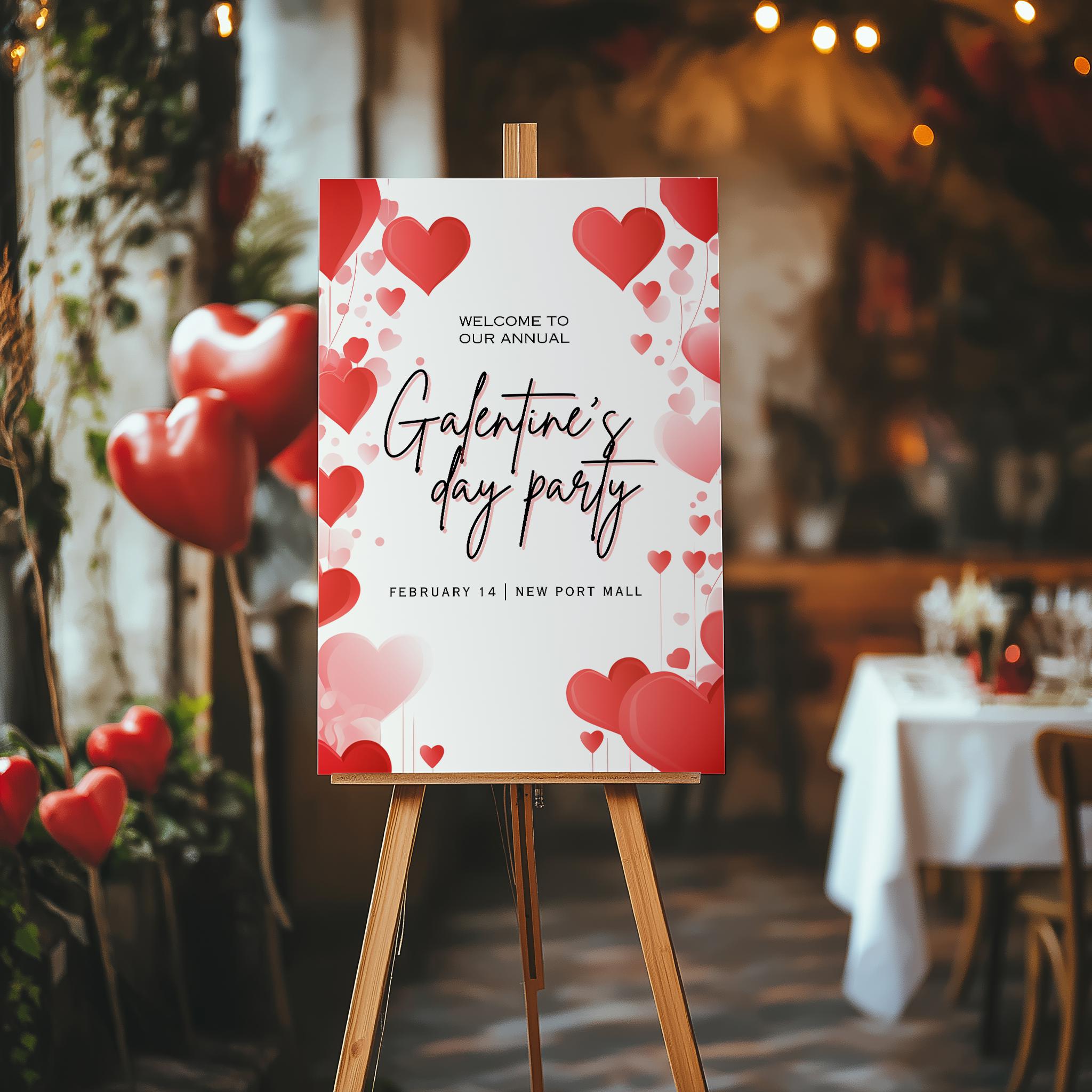 Valentine's Day Welcome Sign Template, Romantic Vintage Birthday ...