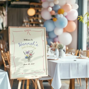 Birthday Welcome Sign Template, Hand Drawn Welcome Poster, Spring ...