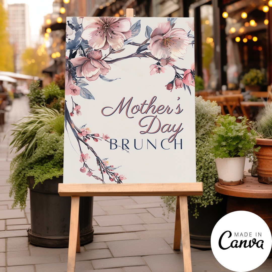 Mother’s Day Welcome Sign Template, Spring Blossoms Brunch Party ...