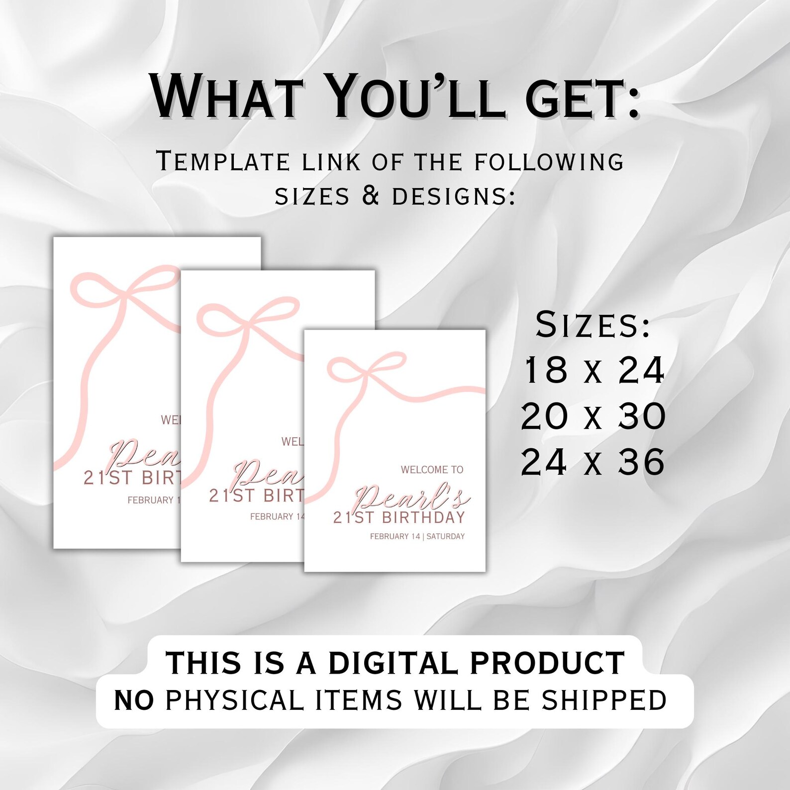 Coquette Welcome Sign Template, Minimalist Birthday Welcome Poster for ...