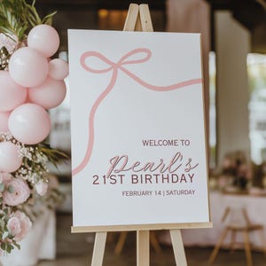 Coquette Welcome Sign Template, Minimalist Birthday Welcome Poster for ...