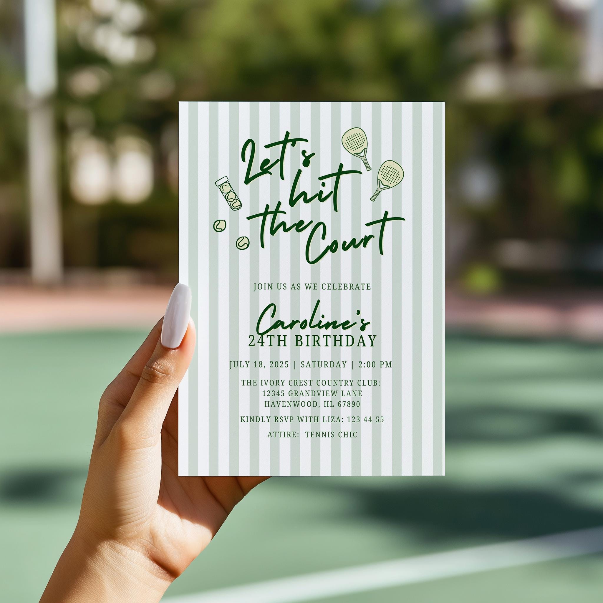 Let's Hit the Court Birthday Invitation Template, Hand Drawn Padel Ball ...