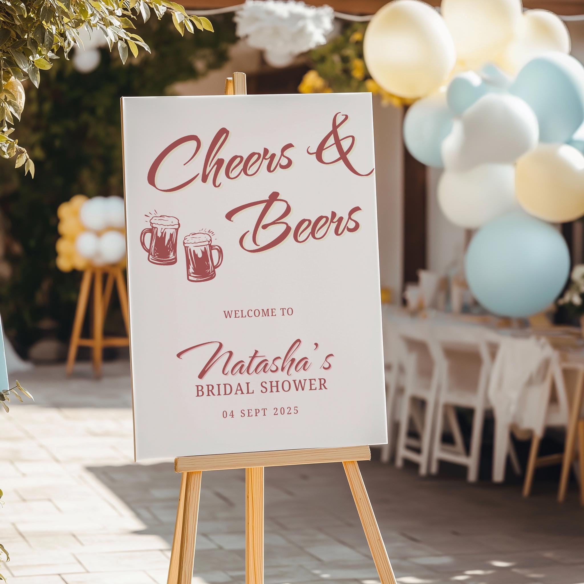Cheers and Beers Bridal Shower Welcome Sign Template, Girl's Night Out ...