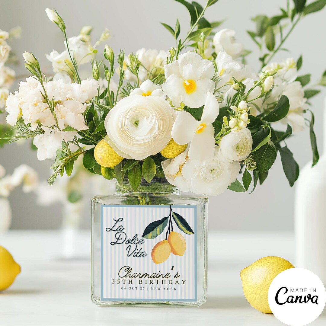 La Dolce Vita Label Digital Download, Citrus Lemon Birthday Party ...